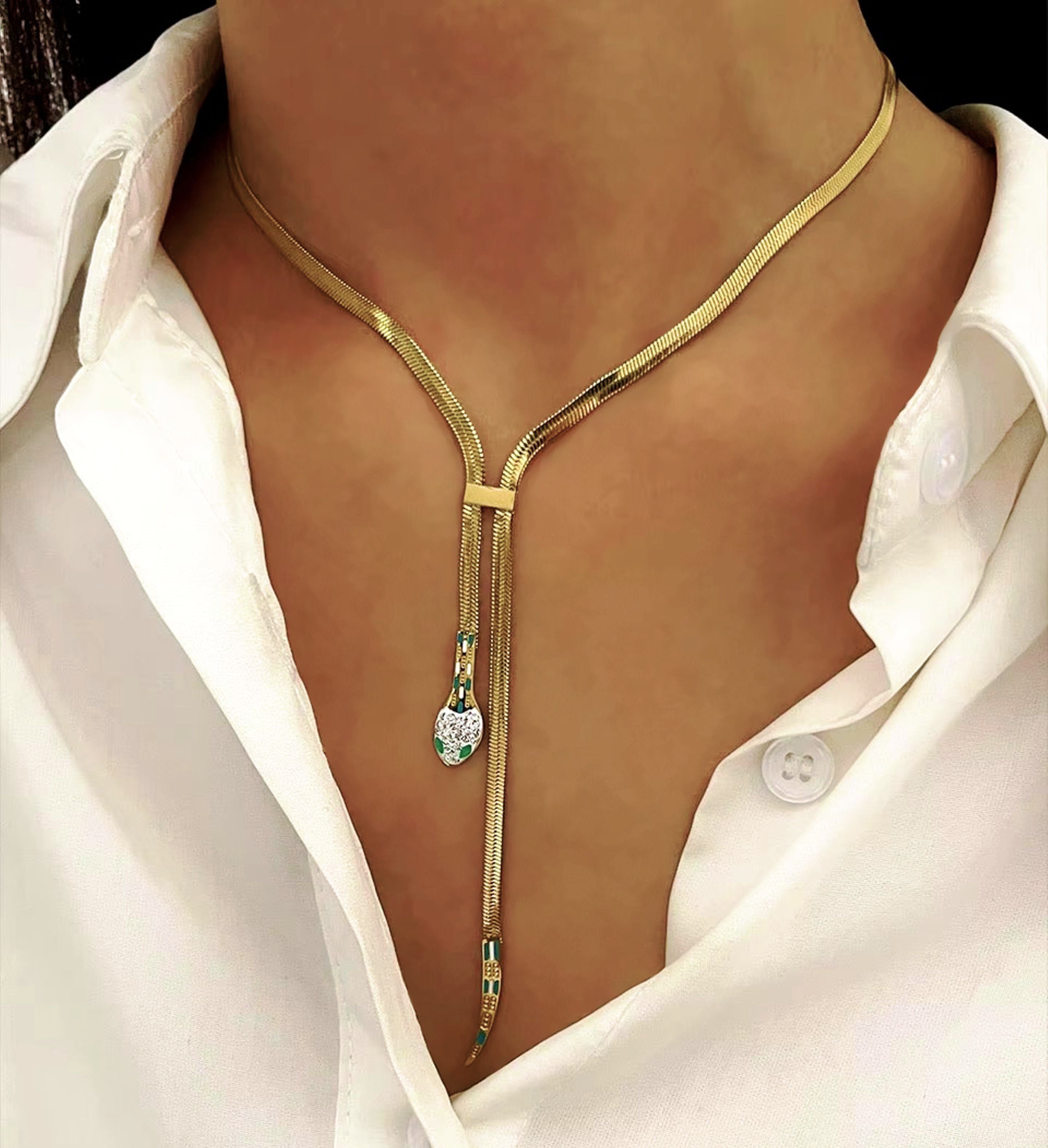 Colar Golden Snake - em aço inoxidável – HALO • store